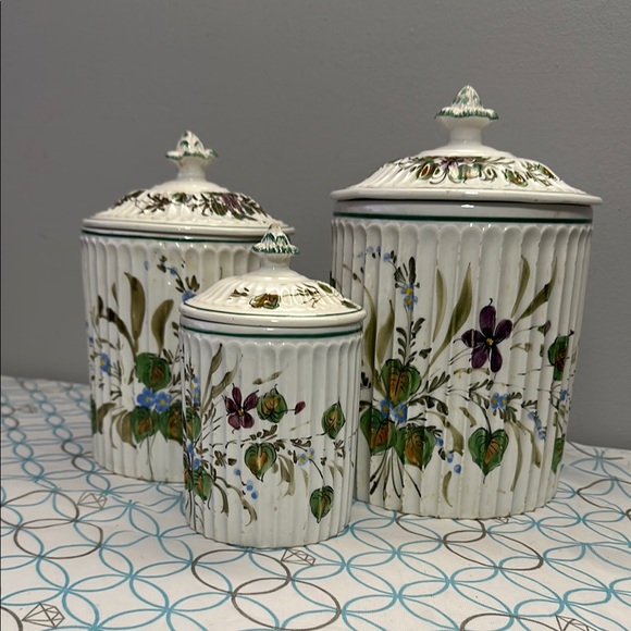 Kitchen | Vintage Floral Ceramic Canister Set Made In Italy | Poshmark
